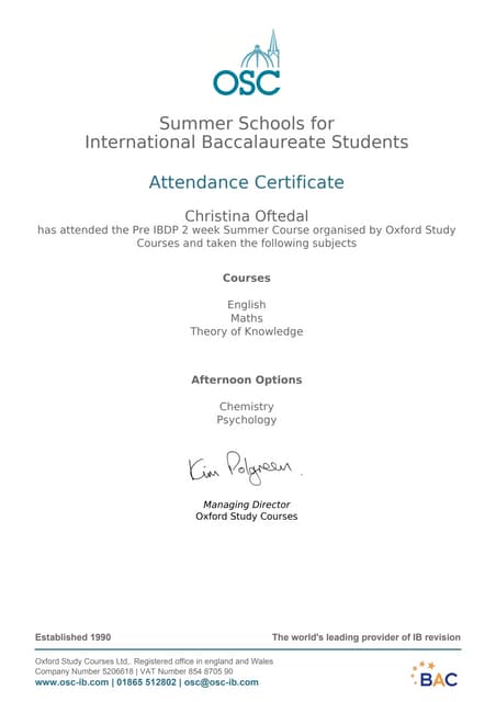 British Study Centres certificate | PDF