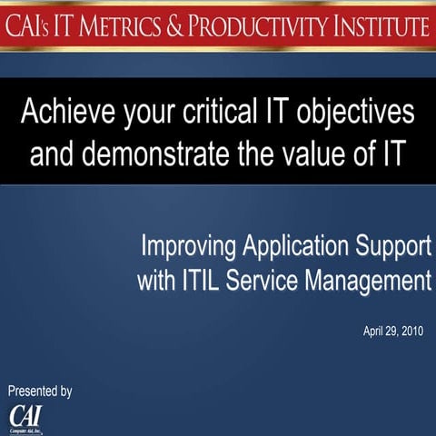 ITIL for App Support (ITMPI CHICAGO) | PPT