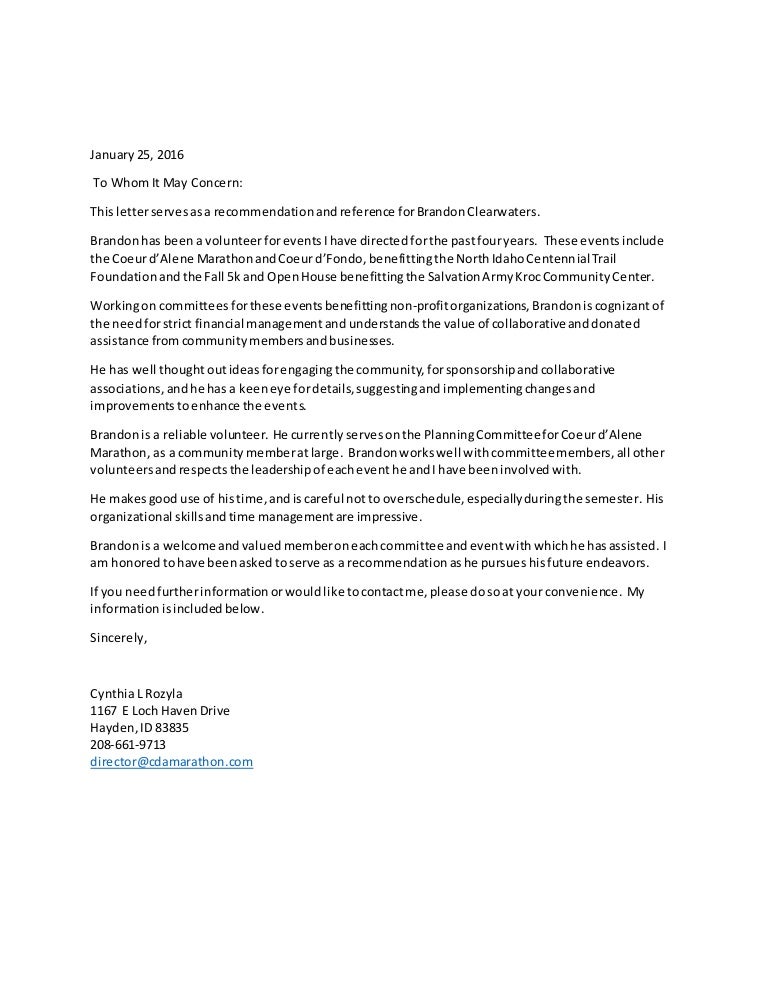 Letter of Recommendation