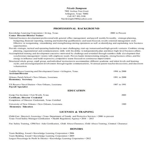 Nicole Sampson Resume' | DOCX