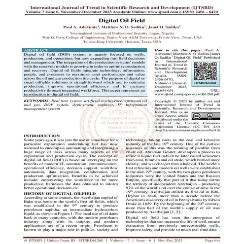 Digital Oil Field | PDF
