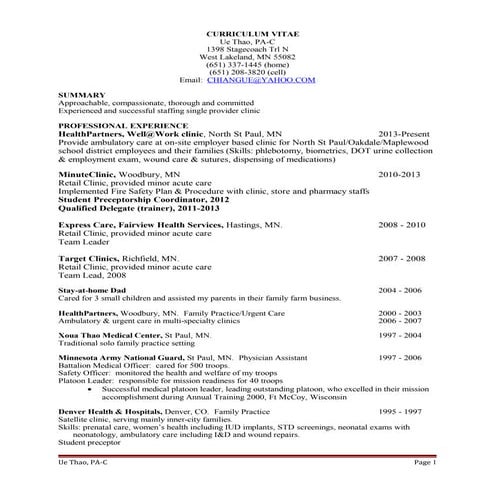 CV revised 2016aug26 | DOC | Healthcare Industry | Industries