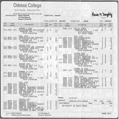 Odessa College Transcript 2015 highlighted | PPT