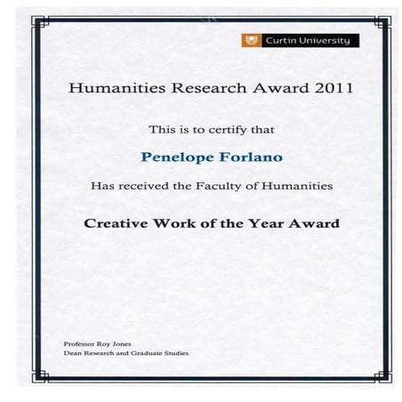 Humanities Research Award 2011 | PDF