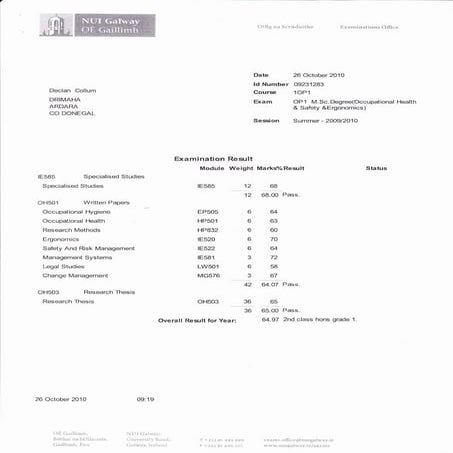 NUIG Results | PDF | Education
