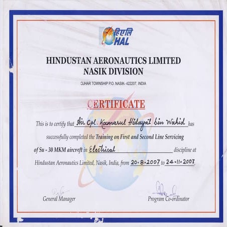 Sukhoi HAL training cert.PDF | Air Travel | Travel Type