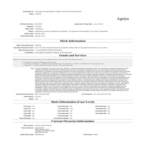 Agriya is registered trademark in the USPTO | PDF