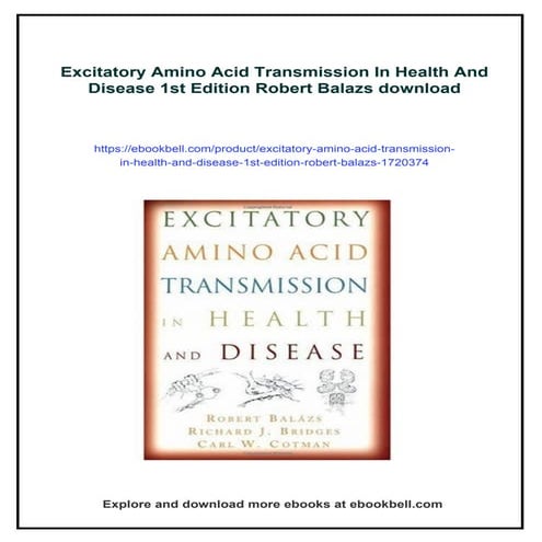Excitatory Amino Acid Transmission In Health And Disease 1st Edition ...