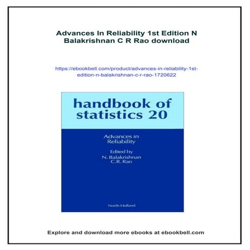 Advances In Reliability 1st Edition N Balakrishnan C R Rao | PDF