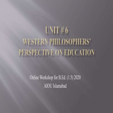 Western philosophers Perspective on Education | PPTX