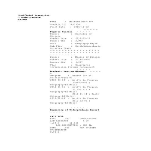 Unofficial Transcript | DOCX