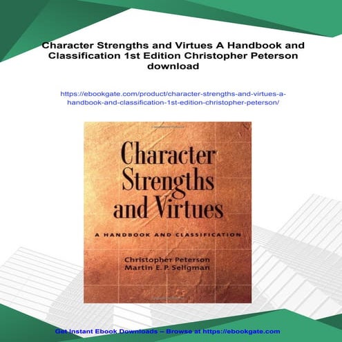 Character Strengths and Virtues A Handbook and Classification 1st ...