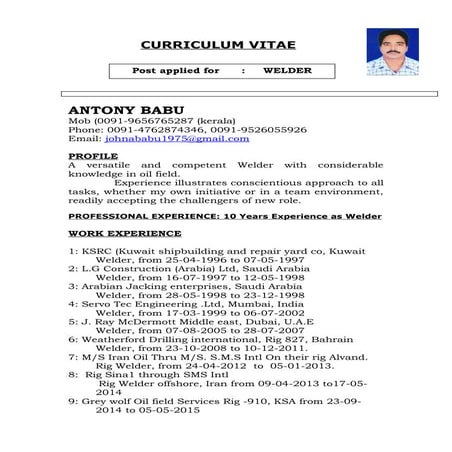 Resume -Antony Babu | DOC