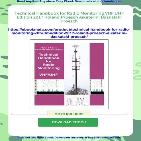Technical Handbook for Radio Monitoring VHF UHF Edition 2017 Roland Proesch Aikaterini Daskalaki ...