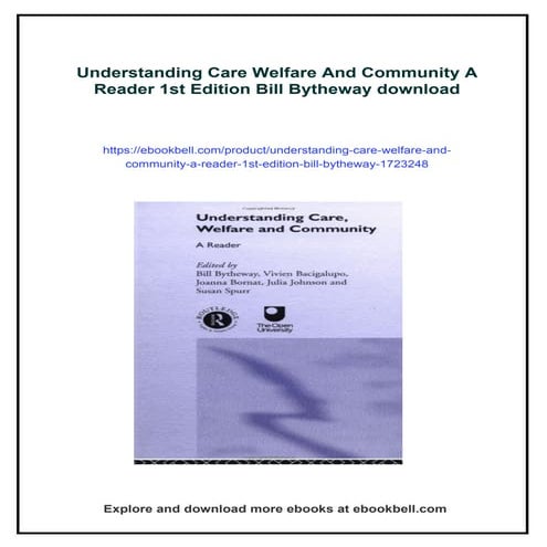 Understanding Care Welfare And Community A Reader 1st Edition Bill ...