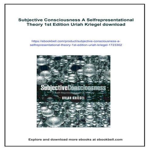 Subjective Consciousness A Selfrepresentational Theory 1st Edition ...