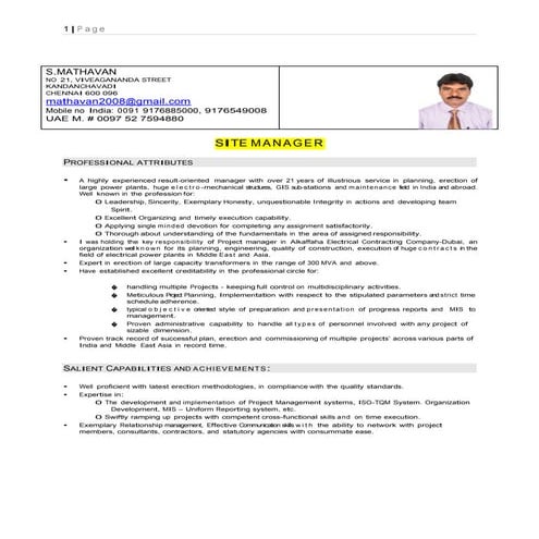 MATHAVAN LATEST CV ON AUG 2015 | PDF | Civil Engineering Industry ...