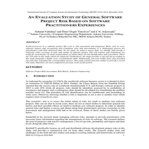 An Evaluation Study of General Software Project Risk Basedon Software ...
