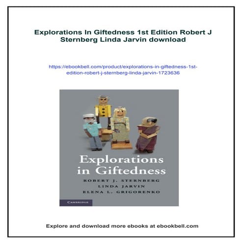Explorations In Giftedness 1st Edition Robert J Sternberg Linda Jarvin | PDF