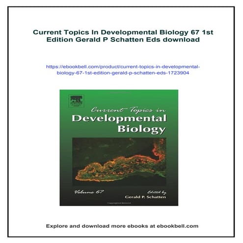 Current Topics In Developmental Biology 67 1st Edition Gerald P ...