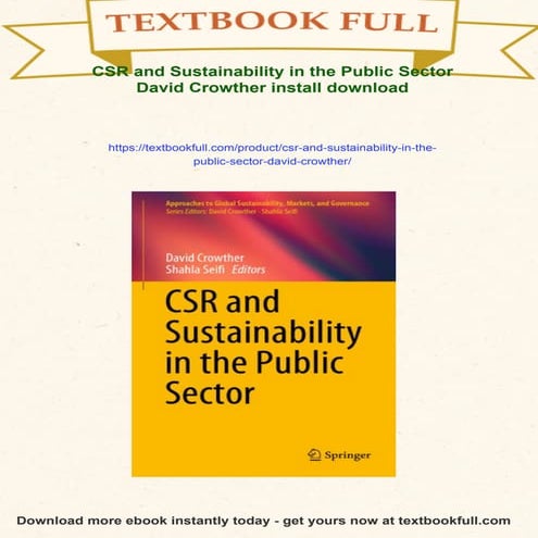 CSR and Sustainability in the Public Sector David Crowther | PDF