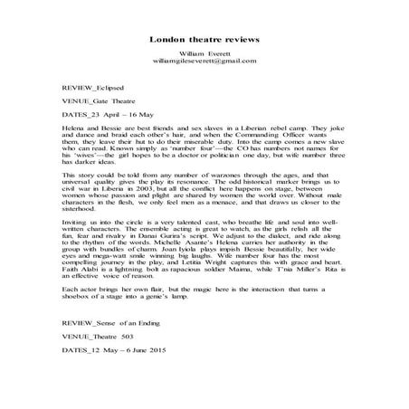 Theatre reviews | PDF