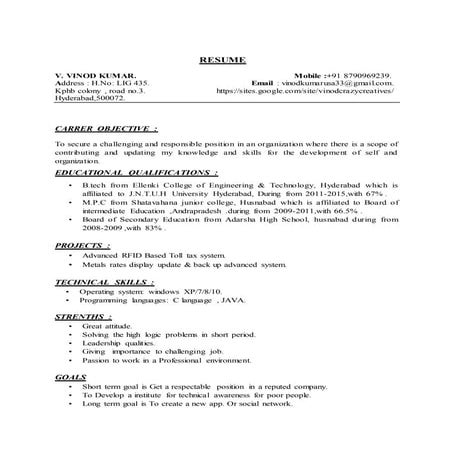 vinod resume | DOCX
