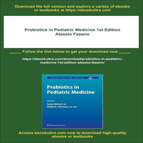 Probiotics in Pediatric Medicine 1st Edition Alessio Fasano | PDF