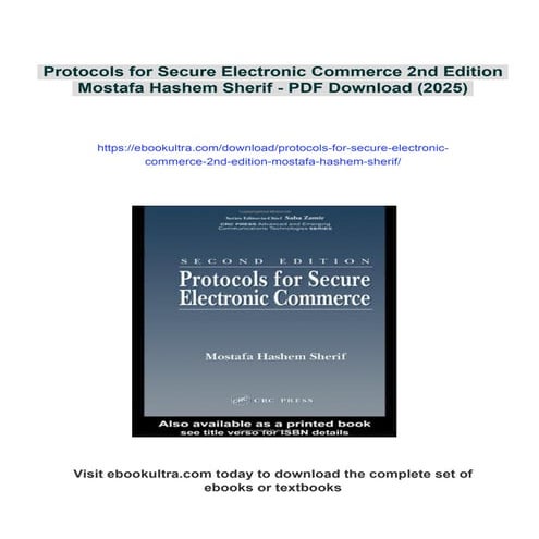 Protocols for Secure Electronic Commerce 2nd Edition Mostafa Hashem Sherif | PDF