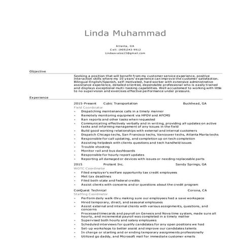 Linda's resume 2016 | DOCX