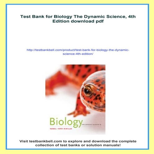 Test Bank for Biology The Dynamic Science, 4th Edition | PDF