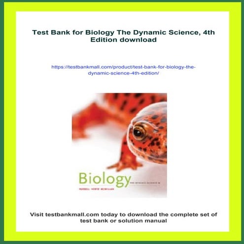 Test Bank for Biology The Dynamic Science, 4th Edition | PDF