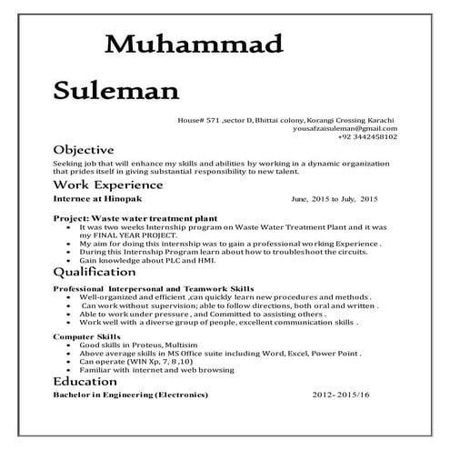 Suleman CV 111111 | PDF