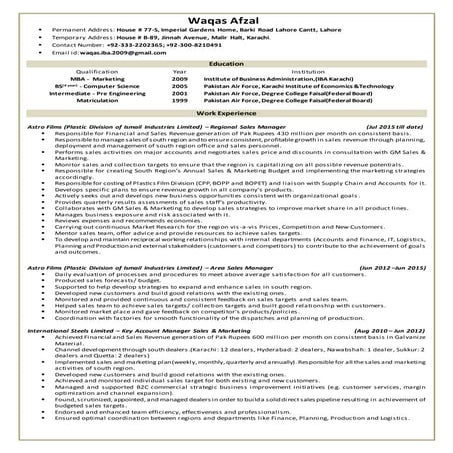 CV Waqas Afzal - MBA(IBA) | PDF