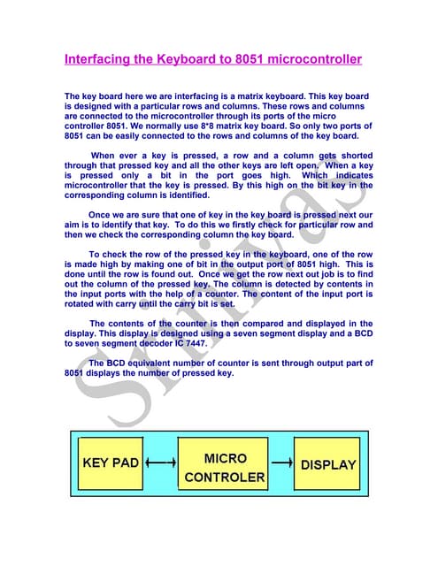 Key board interfacing with 8051 | PPTX