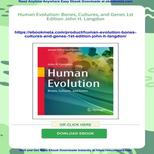 Human Evolution: Bones, Cultures, and Genes 1st Edition John H. Langdon ...