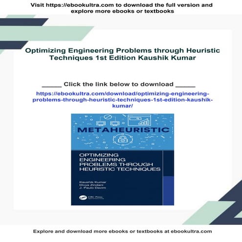 Optimizing Engineering Problems through Heuristic Techniques 1st Edition Kaushik Kumar | PDF