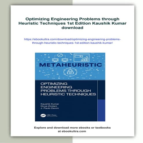 Optimizing Engineering Problems through Heuristic Techniques 1st Edition Kaushik Kumar | PDF