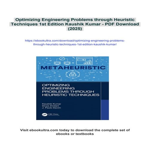 Optimizing Engineering Problems through Heuristic Techniques 1st Edition Kaushik Kumar | PDF