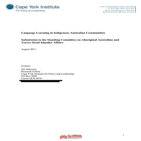 CYI Submission to the Standing Committee on Aboriginal Australian and ...