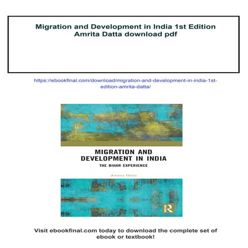 Migration and Development in India 1st Edition Amrita Datta | PDF
