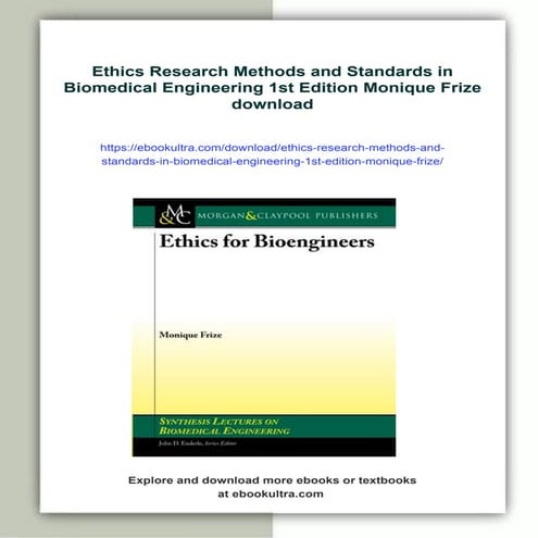 Ethics Research Methods and Standards in Biomedical Engineering 1st ...