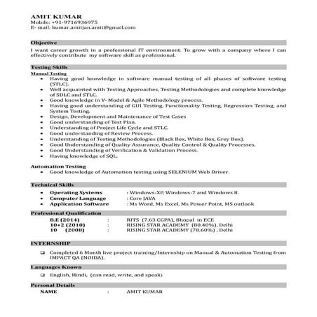 Amit resume | DOC | Technology & Computing