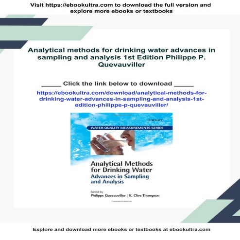 Analytical methods for drinking water advances in sampling and analysis 1st Edition Philippe P ...