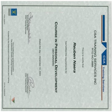 CSA Course in Personal Development | PDF