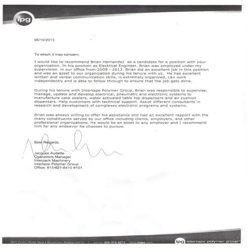 Kent Hotchkiss - Letter of Recommendation. | DOCX