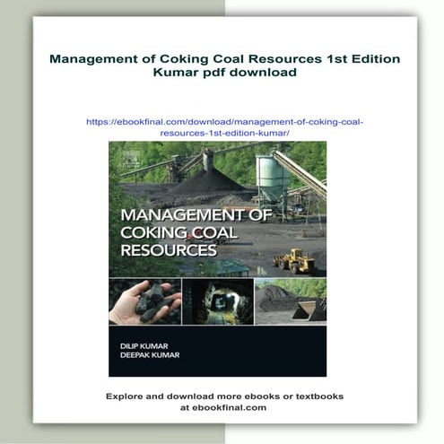 Management of Coking Coal Resources 1st Edition Kumar | PDF