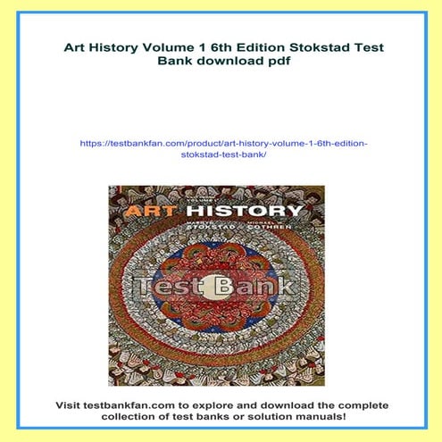 Art History Volume 1 6th Edition Stokstad Test Bank | PDF