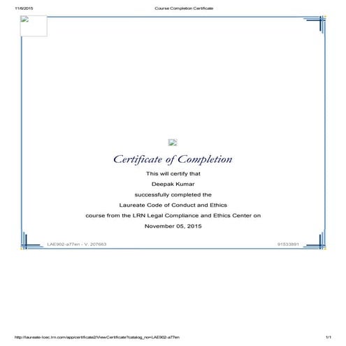 Course Completion Certificate | PDF