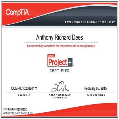 CompTIA Project+ certificate | PDF